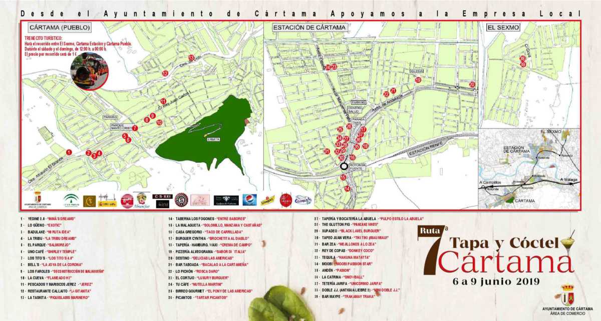Ruta de la Tapa y el Cóctel de Cártama 2019. Establecimientos